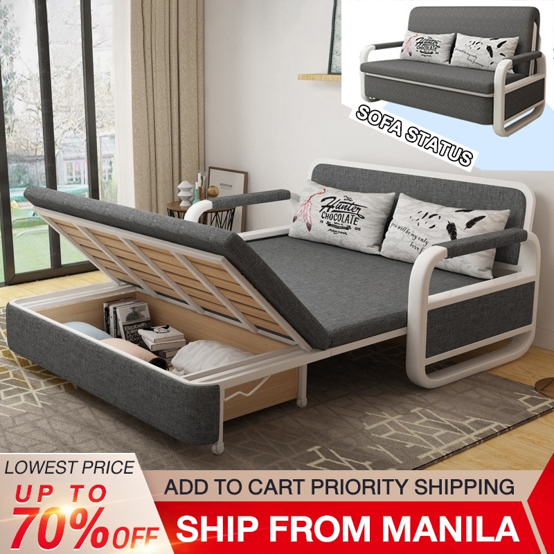 BAIERDI Foldable sofa bed simple multi-functional storage practical all ...