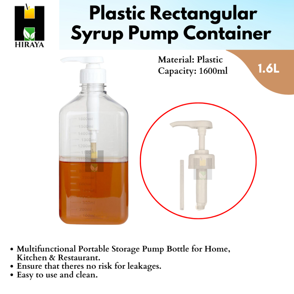 [1600ml] Plastic RECTANGULAR Syrup Pump Container/ Syrup pump container ...