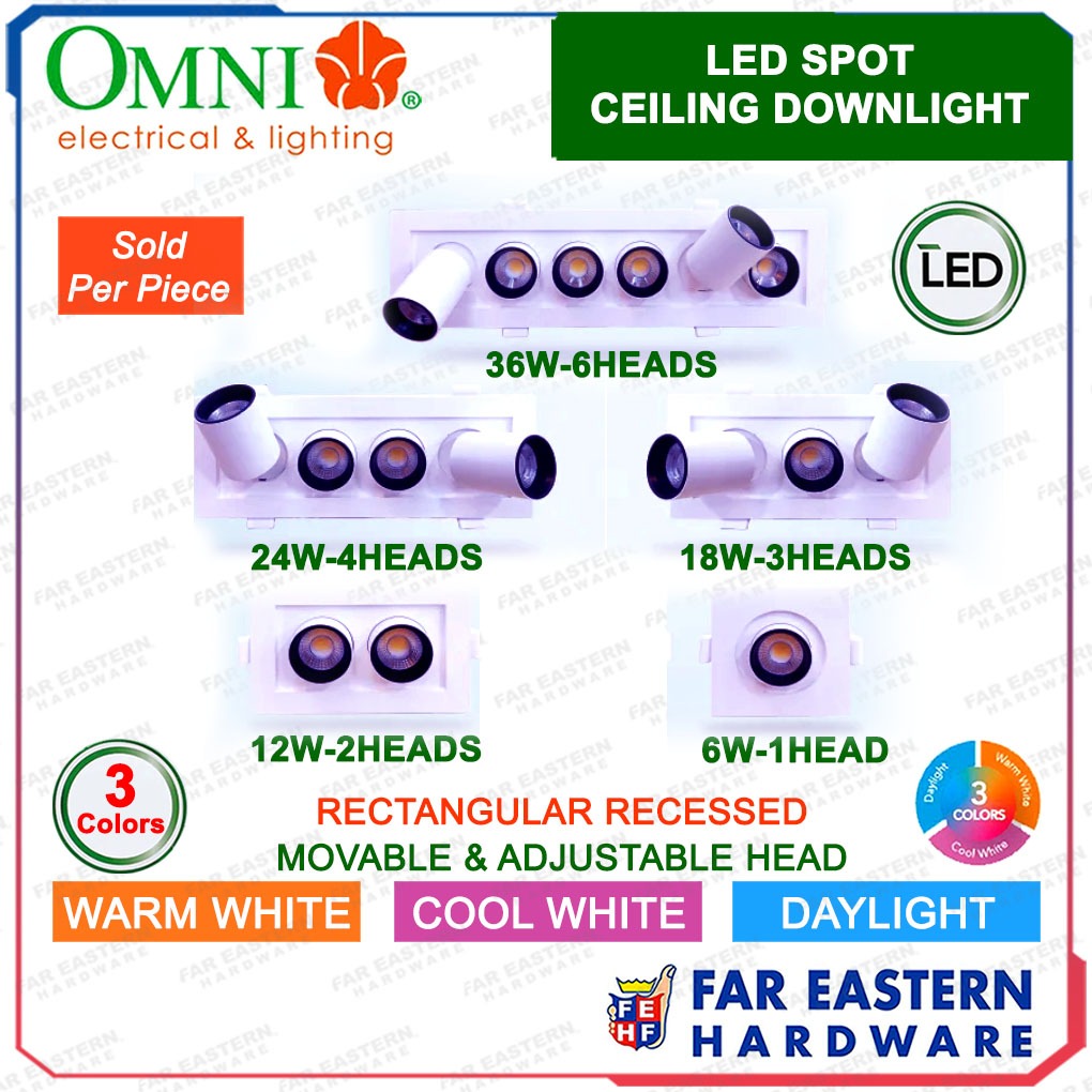 OMNI LED Spot Light Ceiling Downlight Recessed Rectangle 3 Colors ...