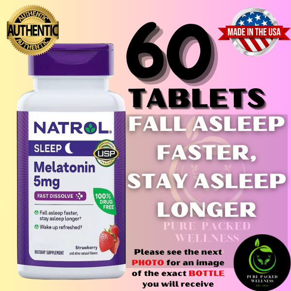 60 Tablets - Natrol Melatonin 5mg | Fast Dissolve Chewable Supplement ...