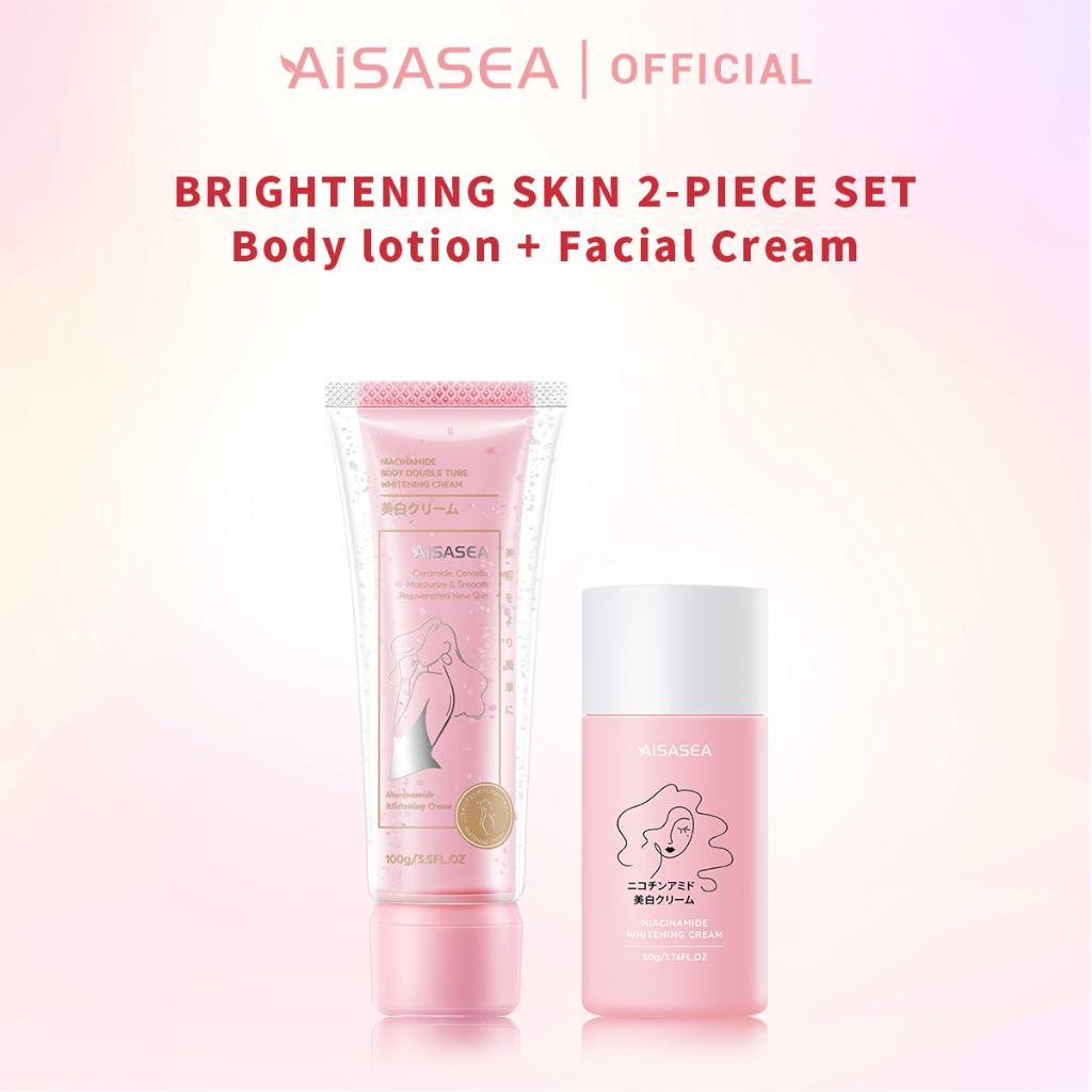 AISASEA [2PCS] Double Tube Whitening Body Lotion + Niacinamide Facial ...