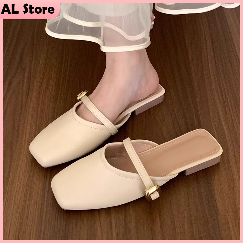 AL Half Shoes For Women Korean Closed Toe Flat Shoes For Women Casual ...