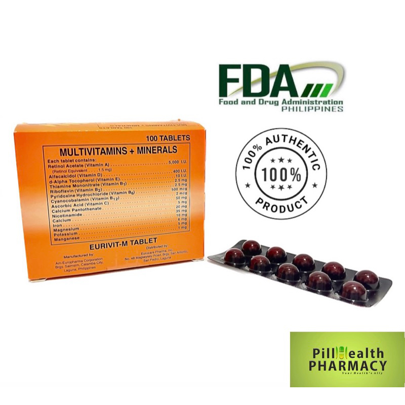 Multivitamins plus Minerals 20 Tablets (Eurivit-M (Generic for Centrum ...