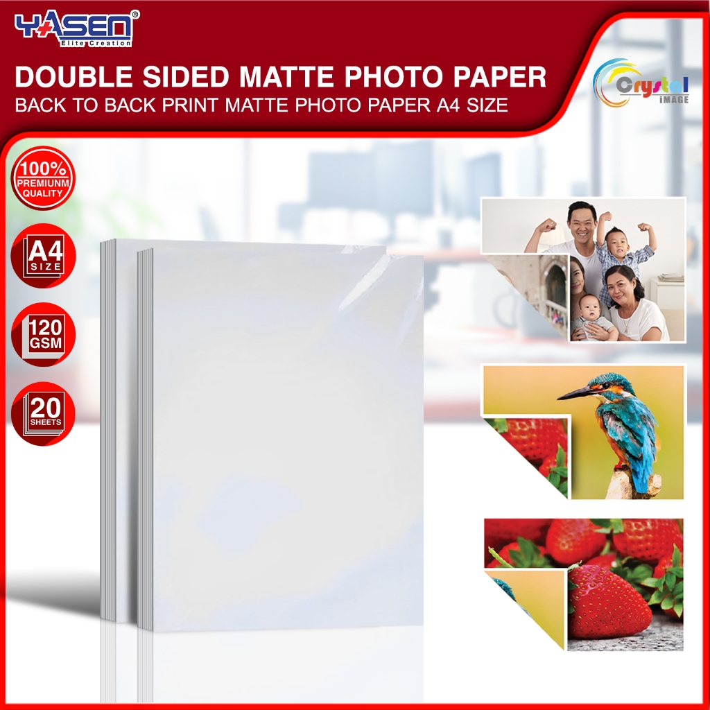 Yasen Double Sided Matte Photo Paper A4 Size 120gsm - 300gsm (20 Sheets ...