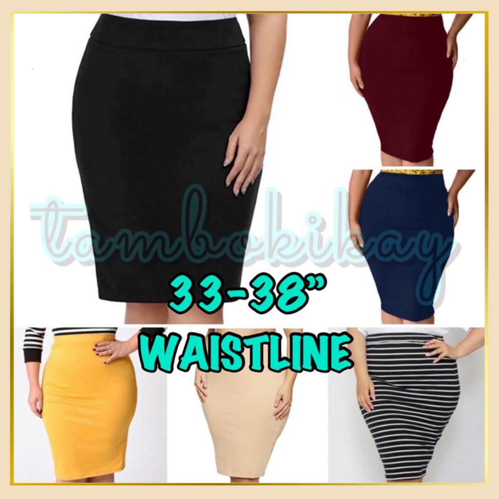 33-38” WAISTLINE PLUS SIZE - PLAIN PENCIL SKIRT | Shopee Philippines
