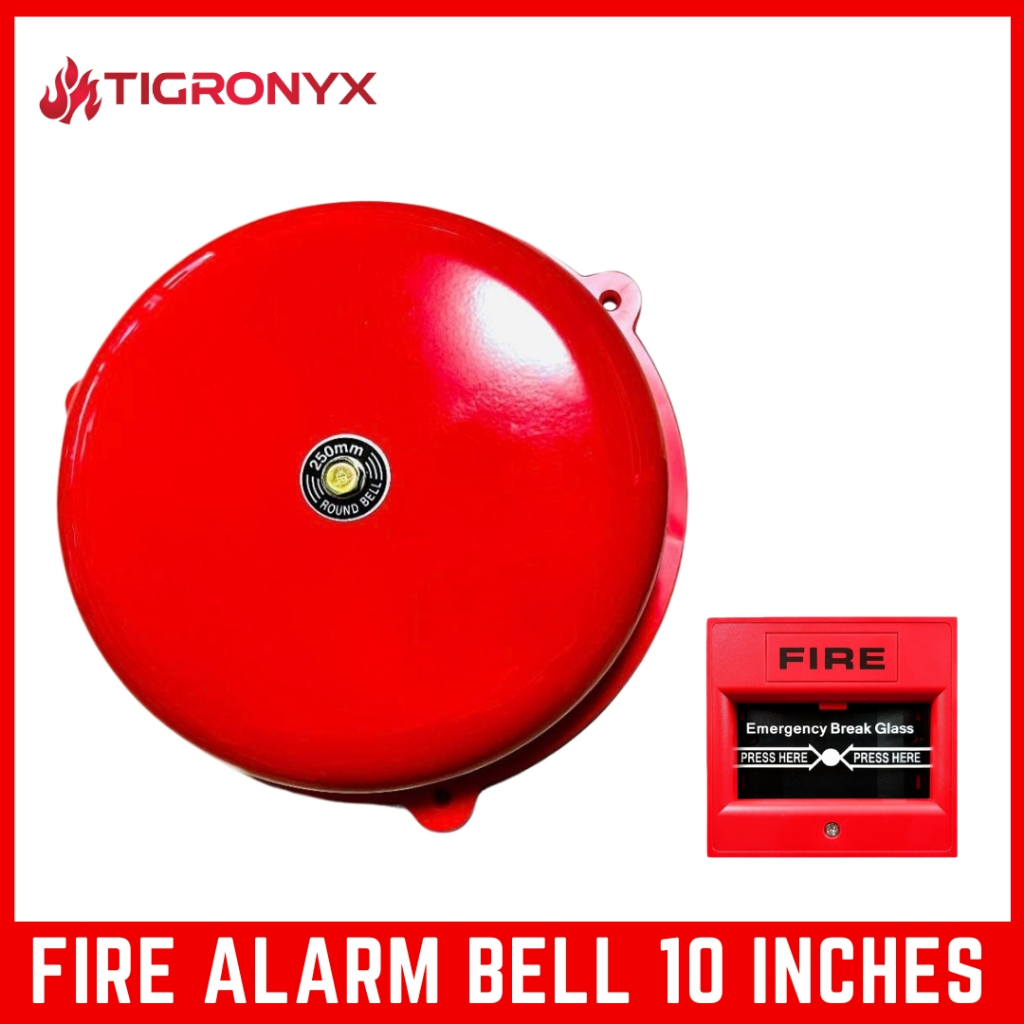 Fire Alarm Bell 10" 220V with Free Break Glass Switch | Shopee Philippines