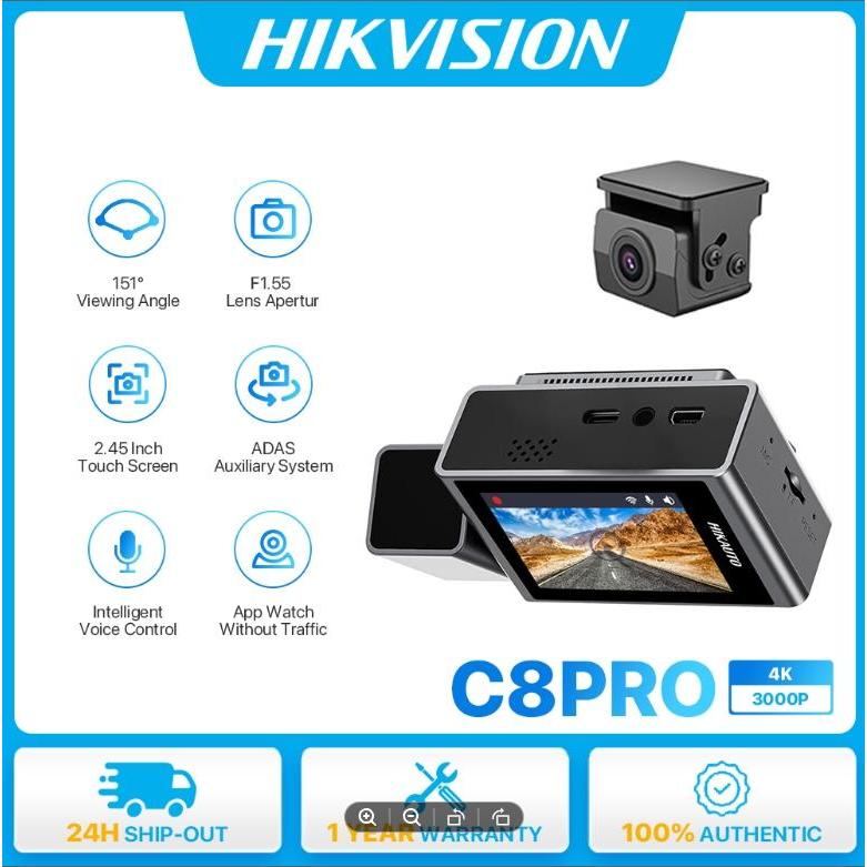 Hikvision C8 Pro Dash Camera 4K Ultra HD Voice Control 24 Hours Parking Monitoring Collision ...