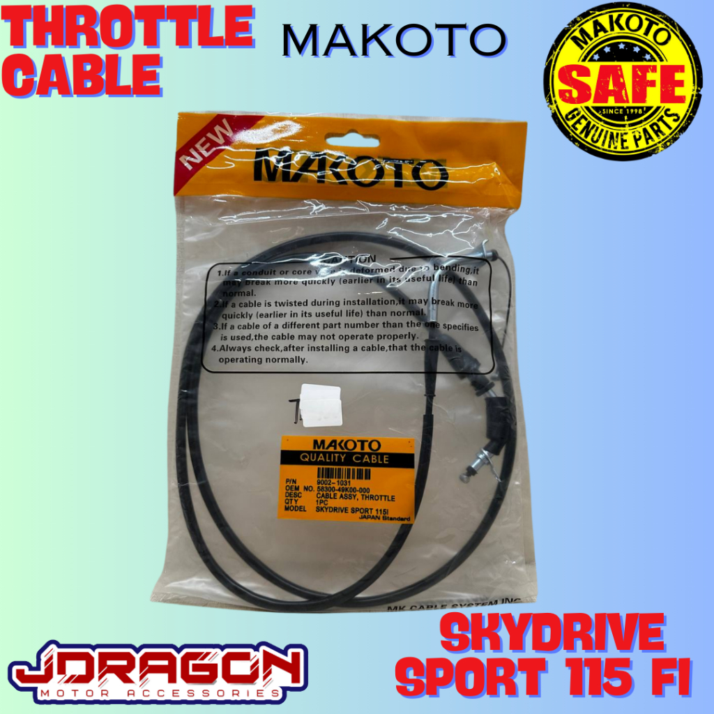 MAKOTO THROTTLE CABLE (SKYDRIVE SPORT 115 FI) | Shopee Philippines