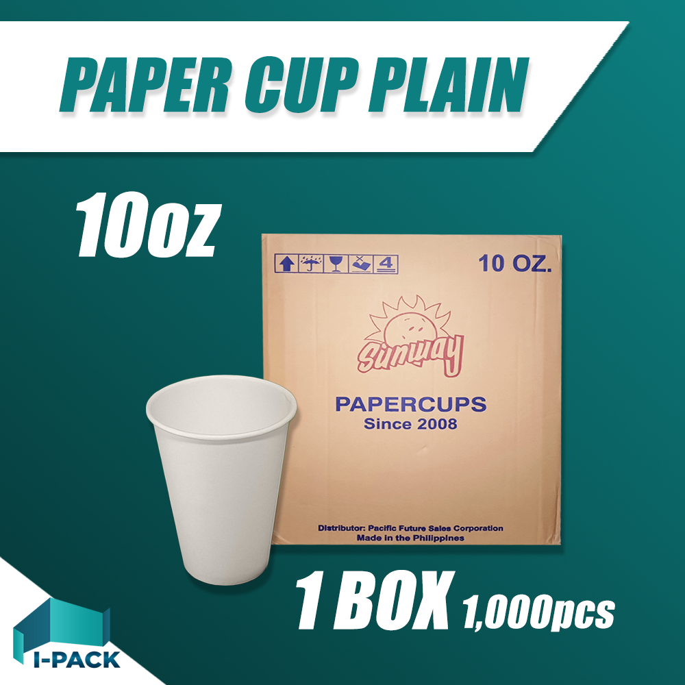 [ 1 BOX, 1000 PCS ] Paper Cup Plain 10oz (WITH OR WITHOUT LID) | Shopee ...