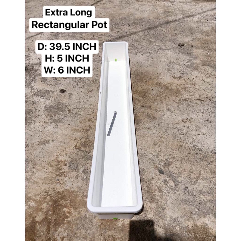 EXTRALONG Rectangular Plastic Pot White (D: 39.5" H: 5" W: 6") Best for ...