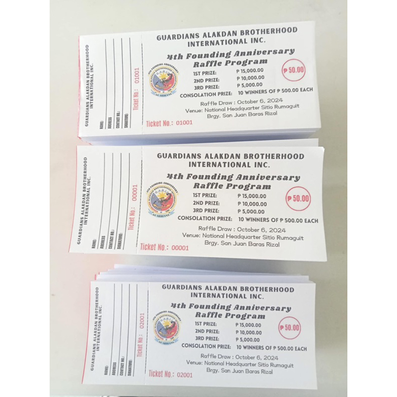 Raffle Ticket | 24 Pads Min | 50 Leaves Per Pad| 14x6 cm | Shopee ...