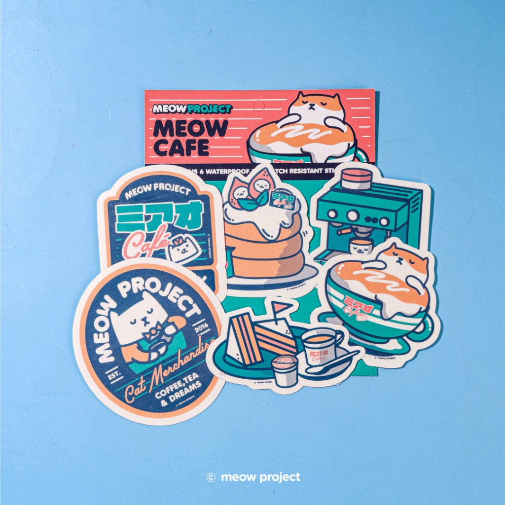 Meow Project Meow Cafe Waterproof Sticker Pack | Shopee Philippines