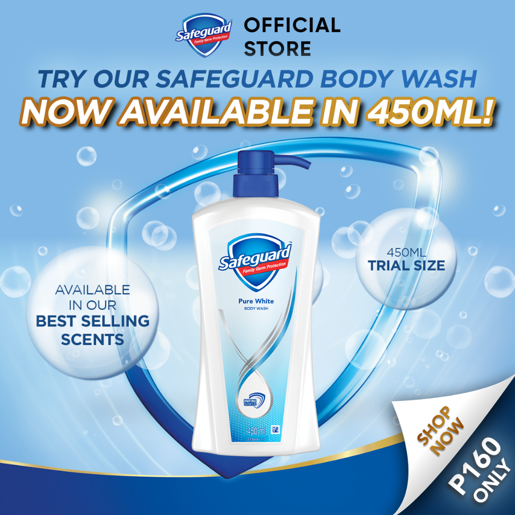 Safeguard Antibacterial Soap Body Wash Pure White 450ml | Shopee ...