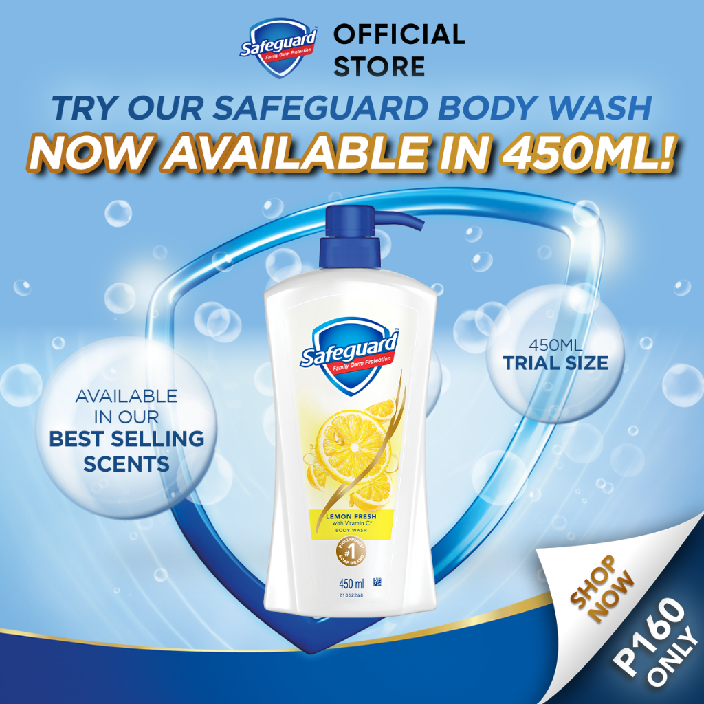 Safeguard Antibacterial Soap Body Wash Lemon Fresh with Vitamin C 450ml ...