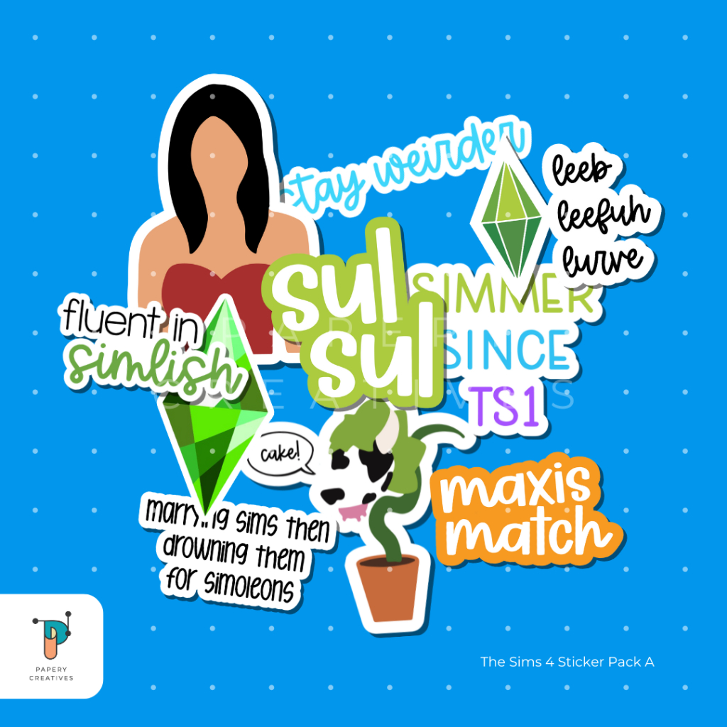 10 pcs The Sims 4 Sticker Pack Set A vinyl waterproof and scratchproof ...