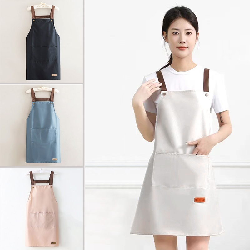 Dailyhome Bib Apron with Pockets Water and Oil Resistant Cooking ...