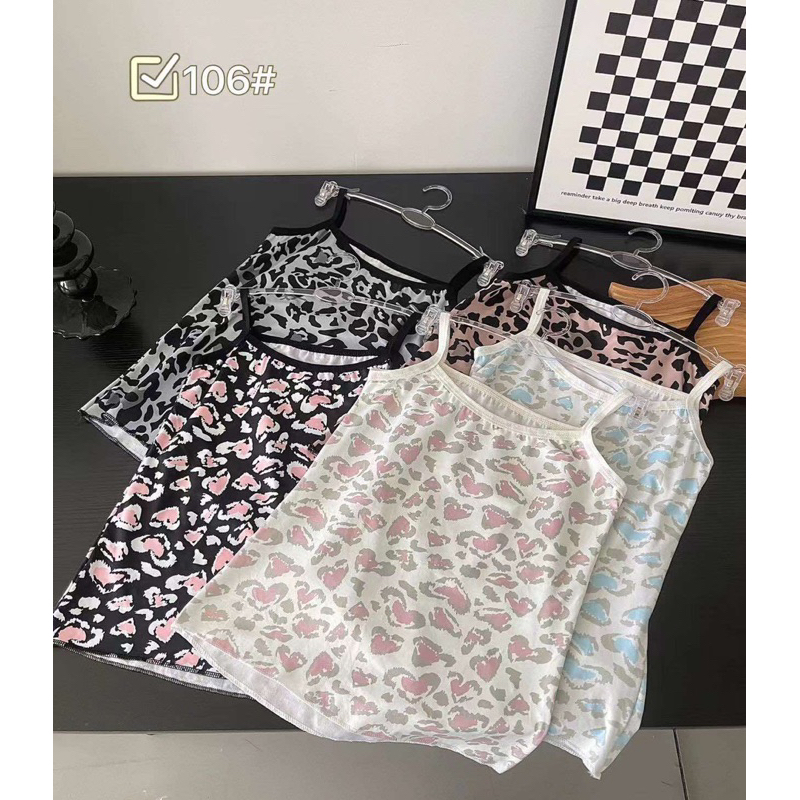 Women’s Cute Heart Spaghetti Sando Crop Top Stretch Outdoor wear ...