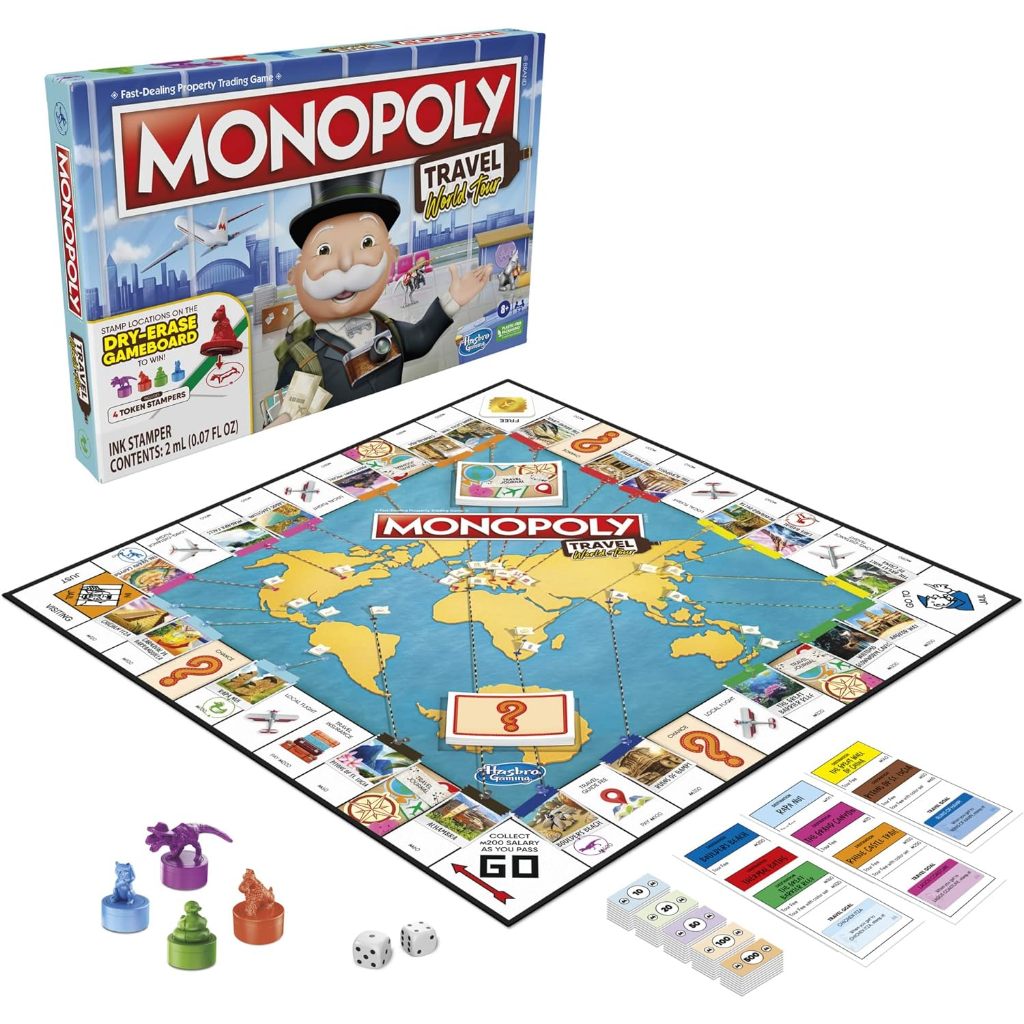 Hasbro Gaming Monopoly World Tour Board Game with Token Stampers and ...