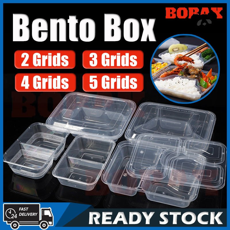 【10/30pcs】 Disposable Bento Box Tray With Plastic Lid Microwavable ...