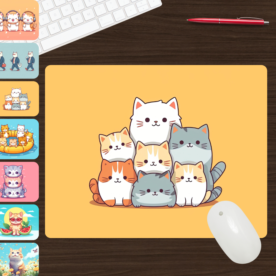 Cute Cat Mouse Pad Computer Laptop Gaming MousePad Kitten 5mm Thickness ...