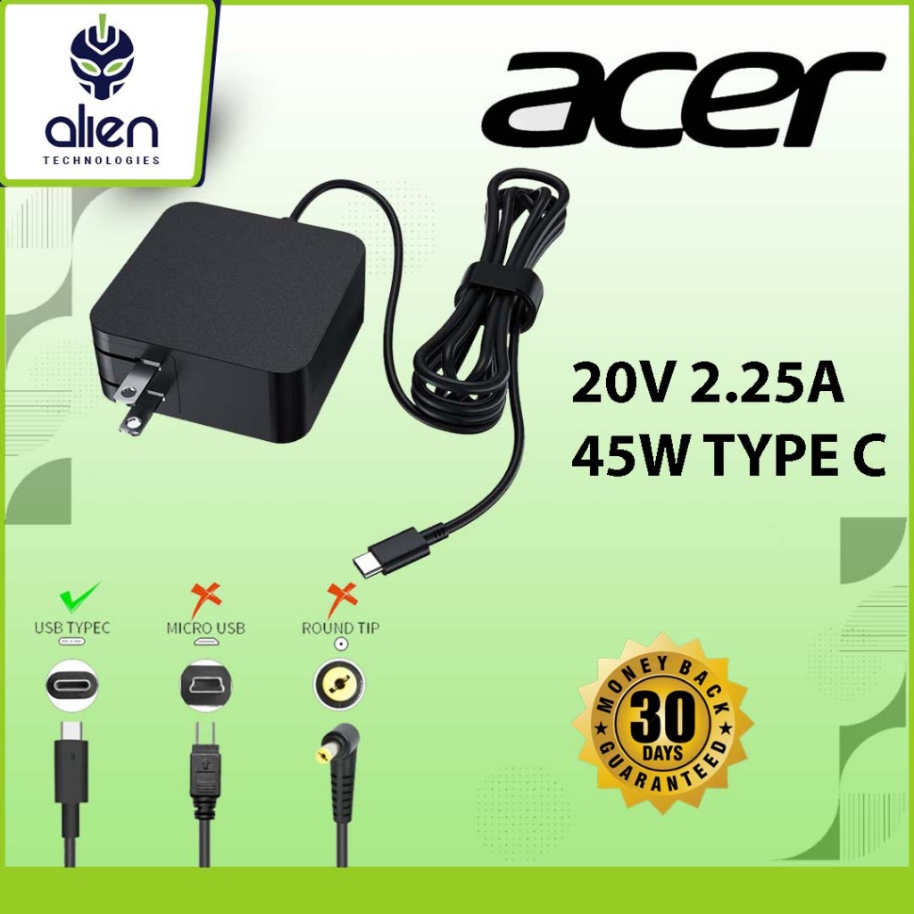 45W Type C USB-C Laptop Charger for Acer Chromebook Spin 11 13 15 R13 ...