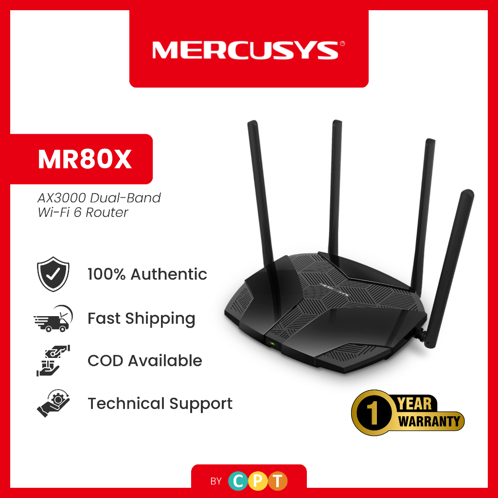 Mercusys | MR80X | AX3000 | Wi-Fi 6 | Dual Band | MU-MIMO | Gigabit ...