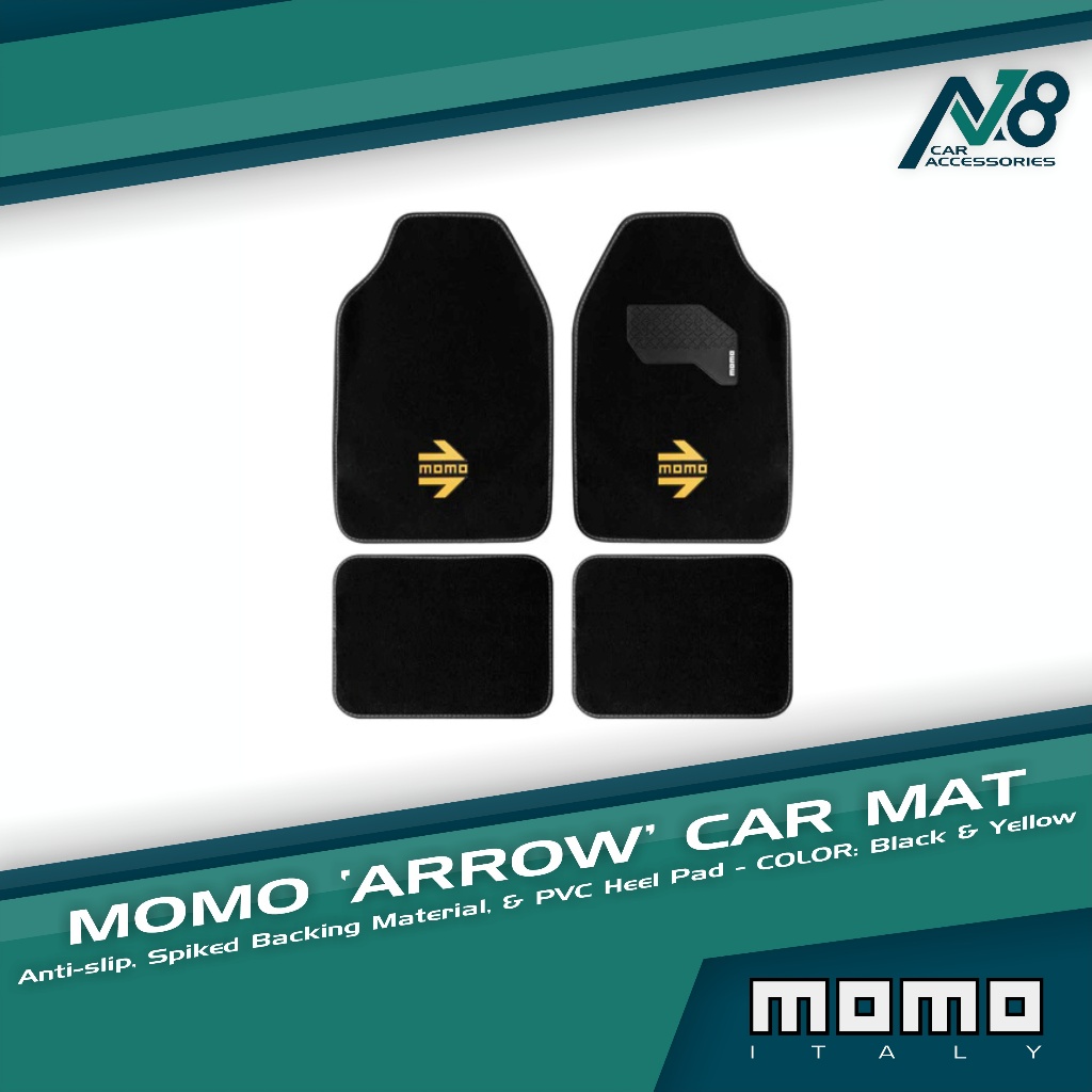 MOMO ARROW CAR MAT BLACK & YELLOW Genuine | Shopee Philippines
