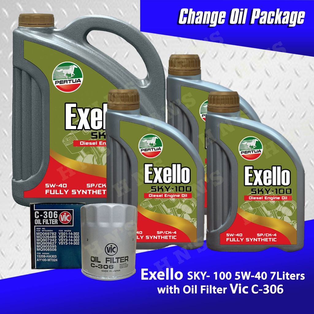 PERTUA Exello Diesel Sky-100 5W-40 Fully Synthetic Oil Change Bundle ...