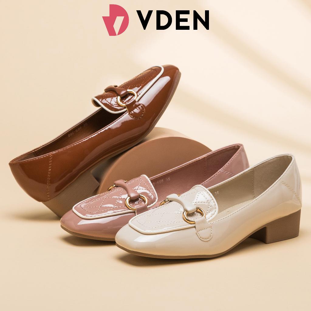 VDEN Women Heeled Loafer Block Heels for women 3CM/1.3INCH Patent ...