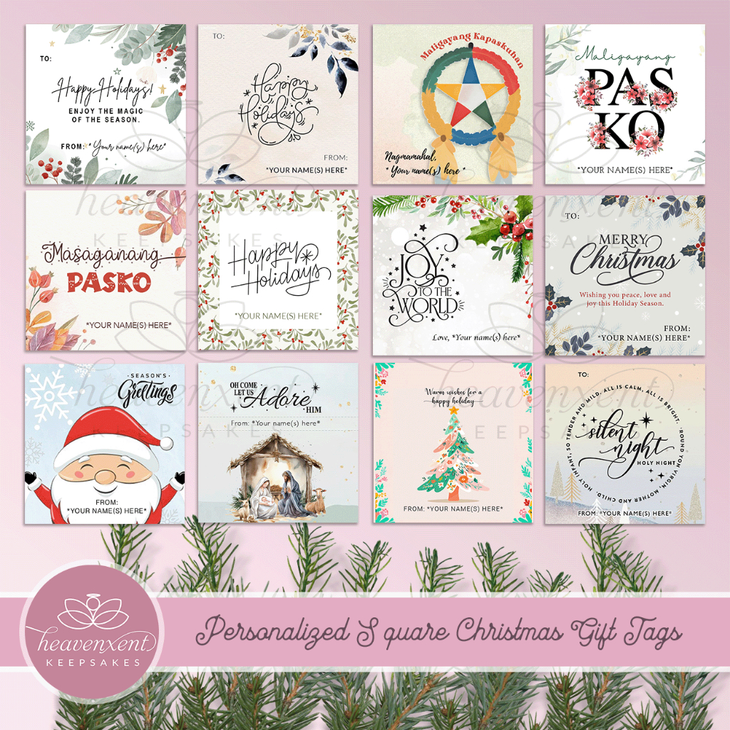 24 pieces Personalized Square Christmas Gift tags - Sticker or Card ...