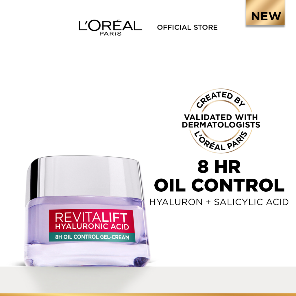 NEW LOreal Paris Revitalift Hyaluronic Acid 8H Oil Control Gel Cream Shine-Free 15/30ml | Shopee ...