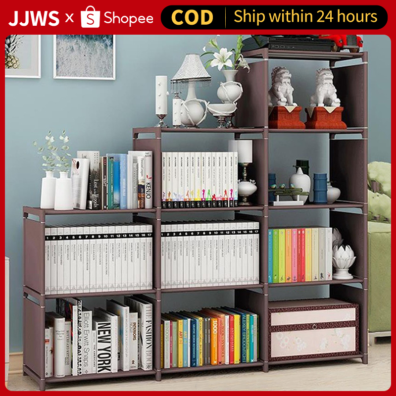 JJWS 3 Row 9 Cubes Grid Locker DIY Book Shelf Multi Storage Shelf Rack ...