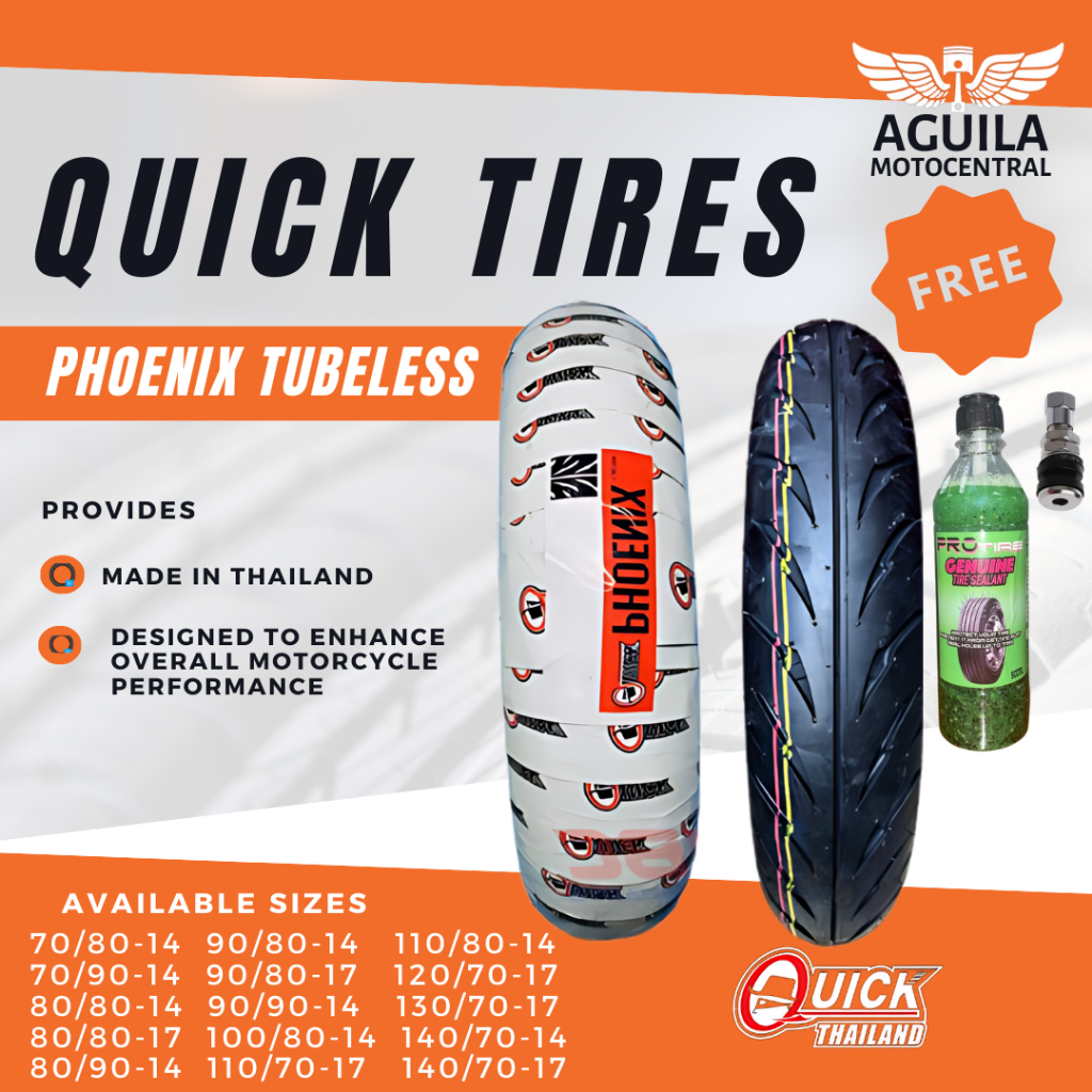 QUICK TIRE PHOENIX TUBELESS | Shopee Philippines