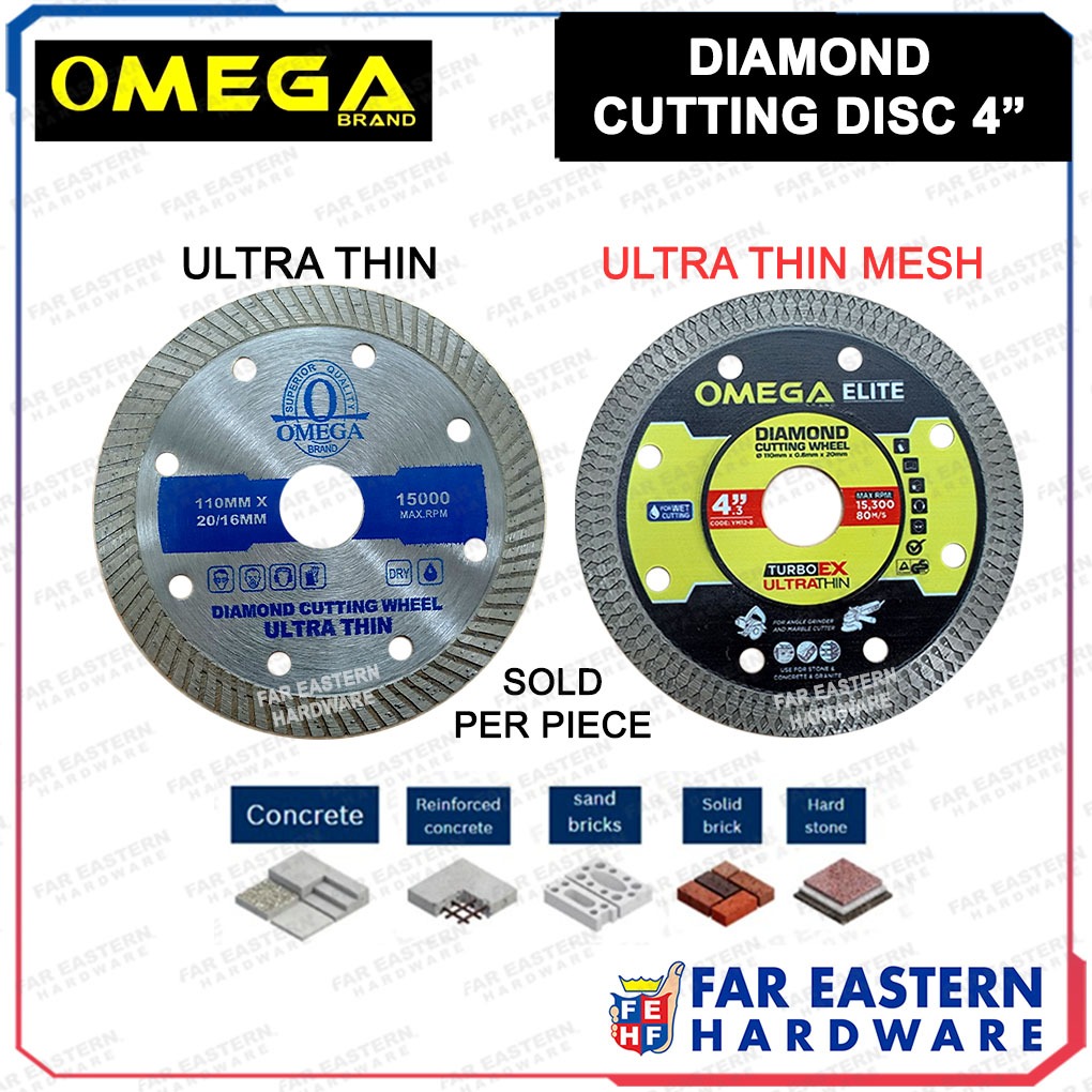 OMEGA Diamond Cutting Disc Wheel 4" Ultra Thin | Turbo | Mesh for Angle ...