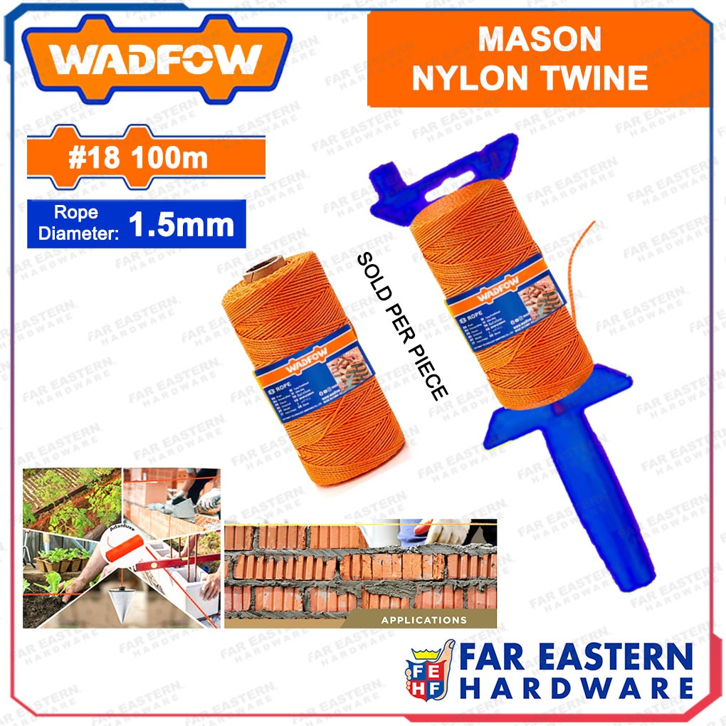 WADFOW Mason String Line Nylon Orange Rope Twine 1.5mm x #18 100m WFHT ...