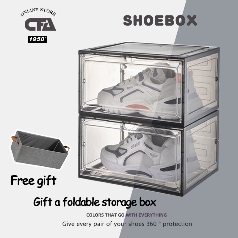 Magnetic transparent stackable shoe box foldable stackable new shoe box ...