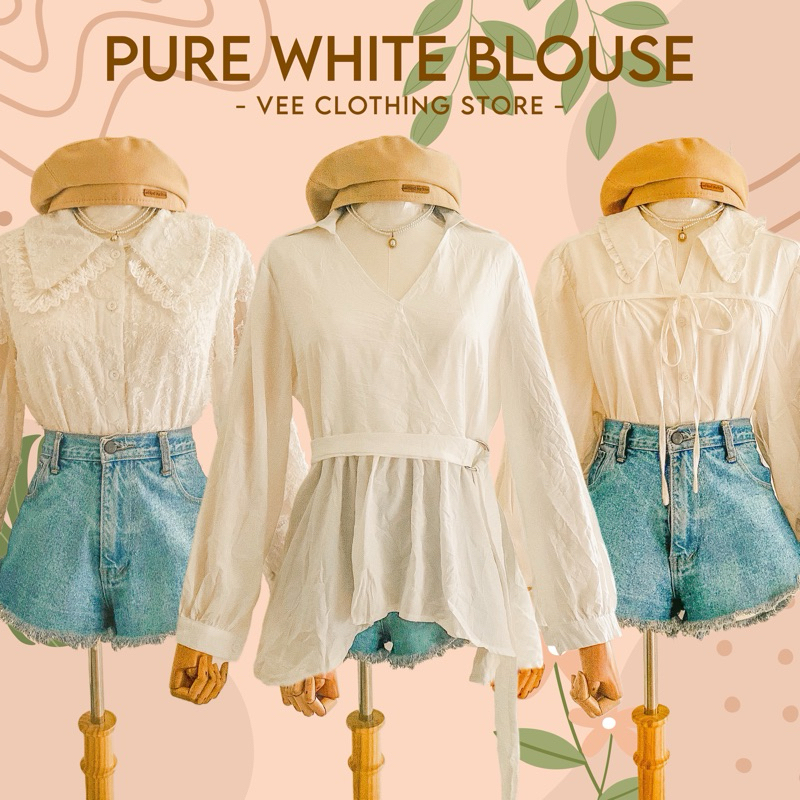 [UKAY] Pure White Polo Blouse 2 | Shopee Philippines