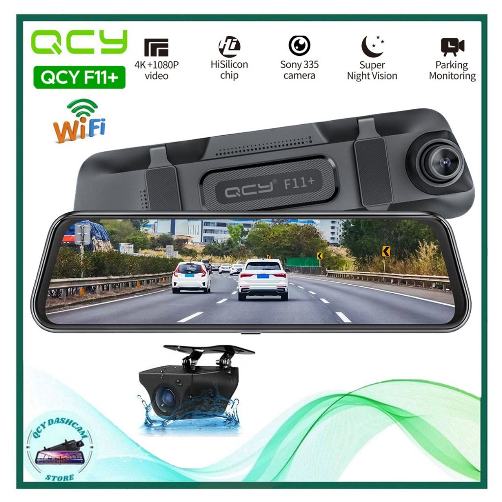 [ORIGNAL QCY F11+ Ultra HD] 4K+1080P 9.66" Touch Screen Quad HD 170 ...