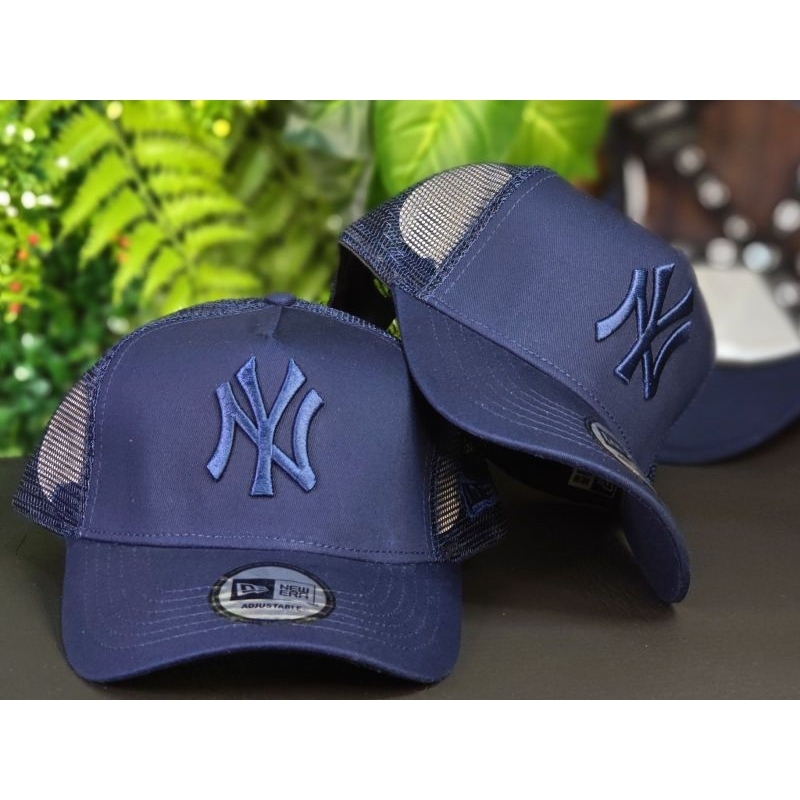 NY NAVY BLUE A FRAME NET CAP | Shopee Philippines