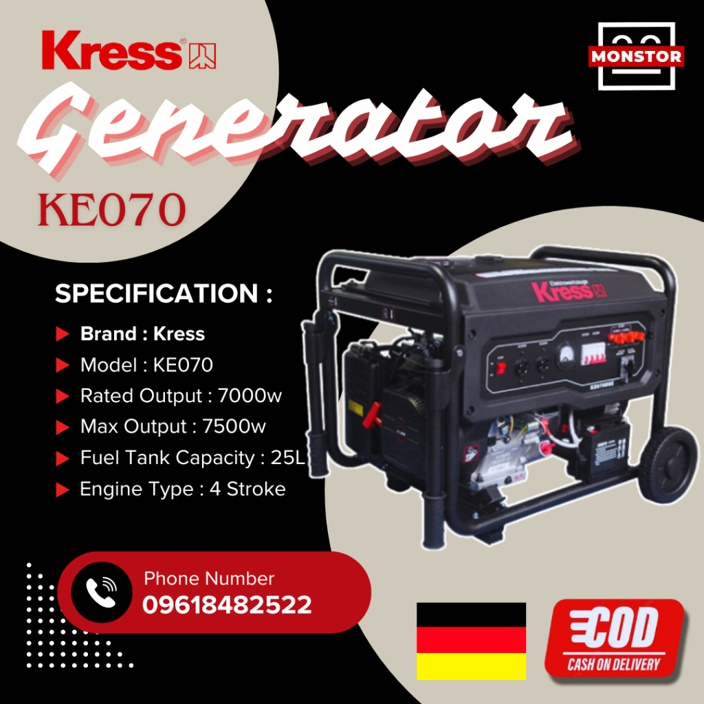 KRESS Gasoline Generator 7500W KE070E Heavy Duty | Shopee Philippines