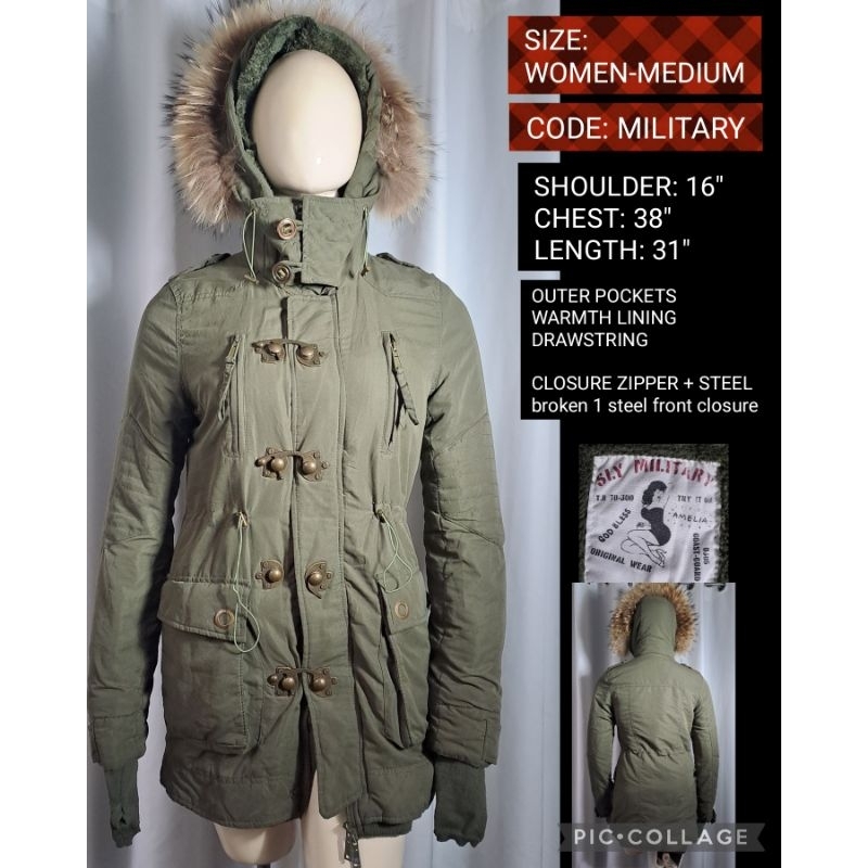 MILITARY HOODED WINTER PARKA JACKET FOR WOMEN (MEDIUM) | Shopee Philippines