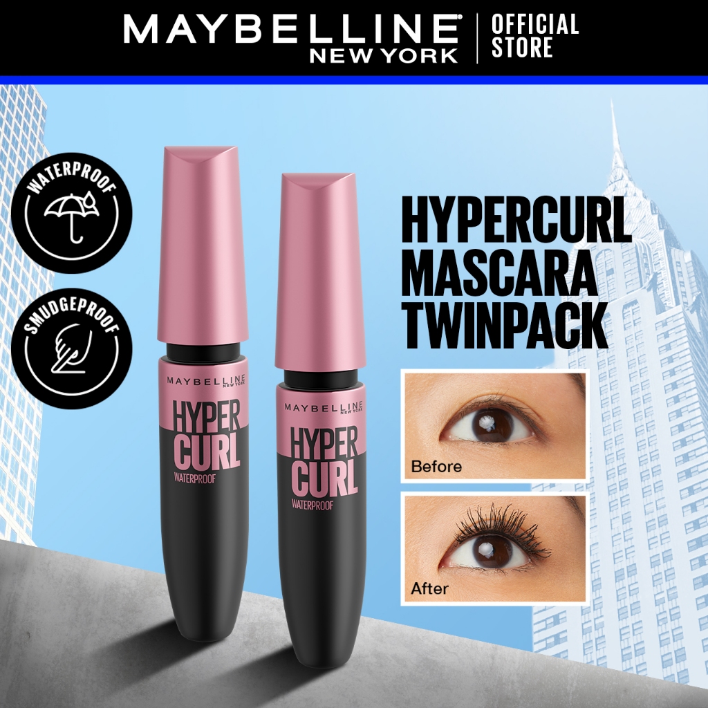 Maybelline Hypercurl Mascara Twinpack - 36H Curl Power, Waterproof ...