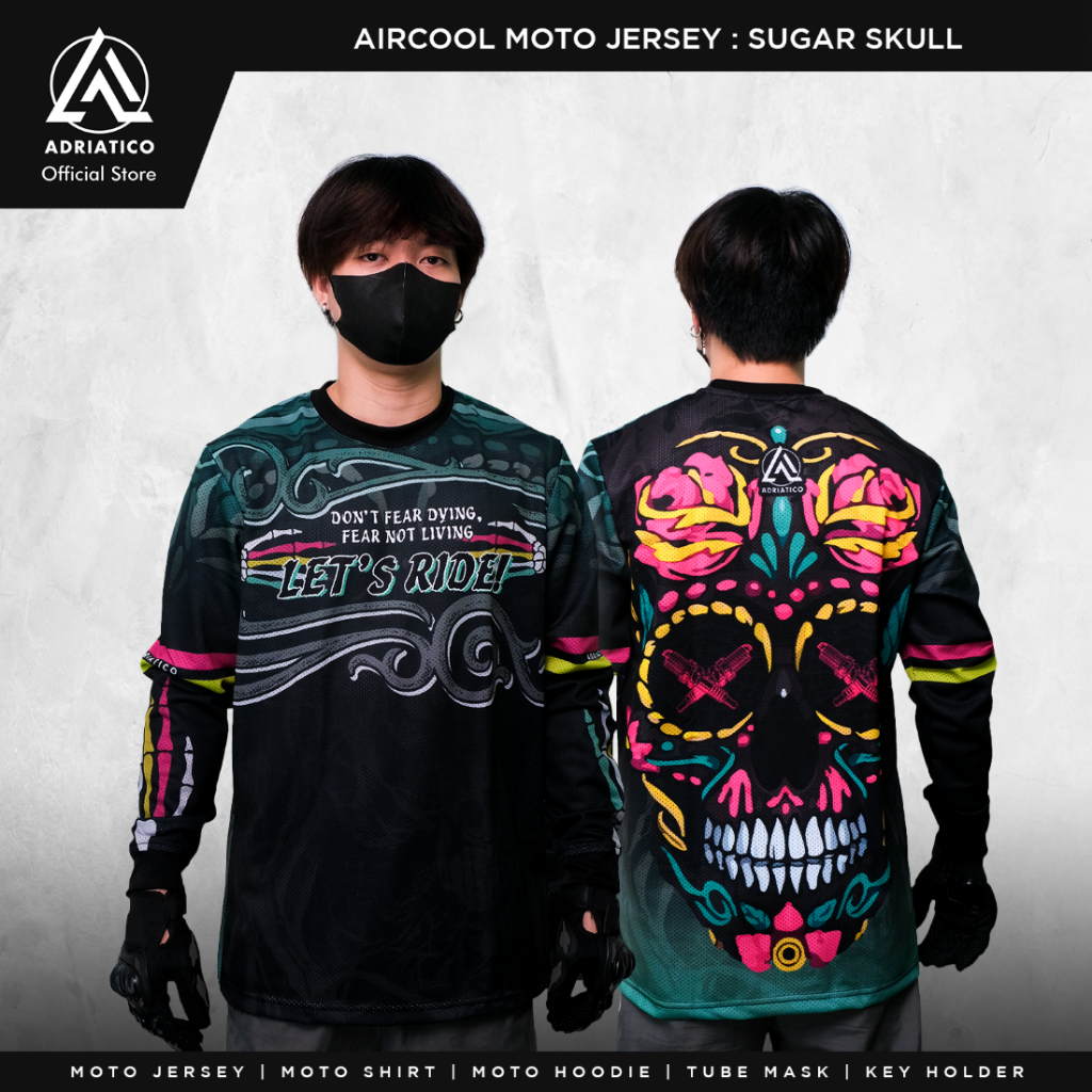 Adriatico Clothing "SUGAR SKULL" Long Sleeves Motorcycle Riding Jersey | FRIDAY DROPS | Shopee ...