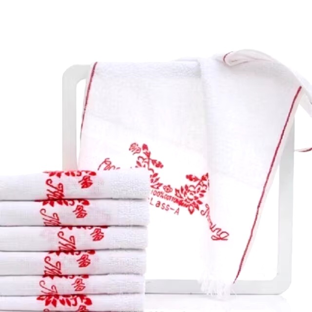12 Pcs Cotton Good Morning Hand and Face Towel Red Stripes with High ...