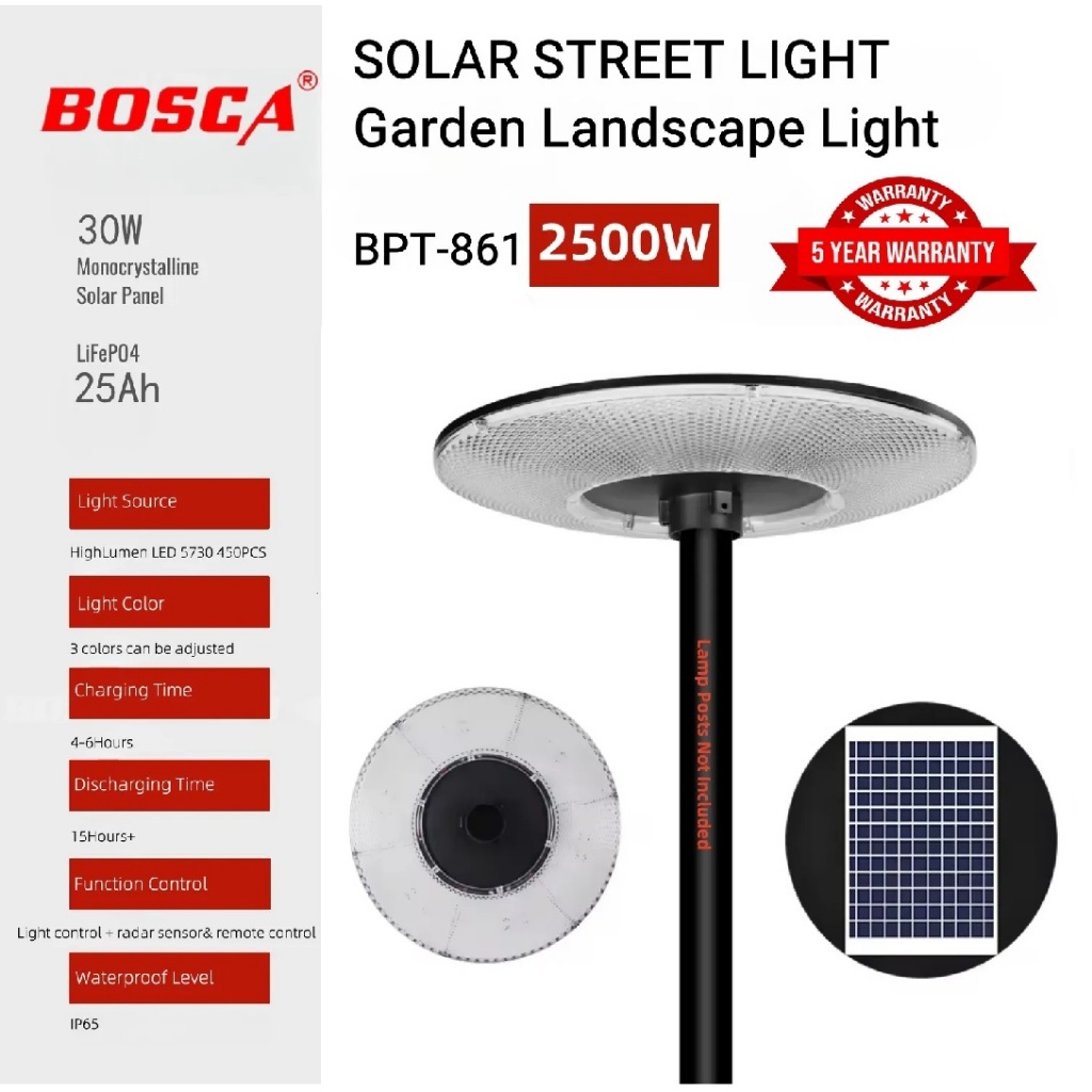 BOSCA 2500W Solar Garden Light Solar Street Light Umbrella Design ...