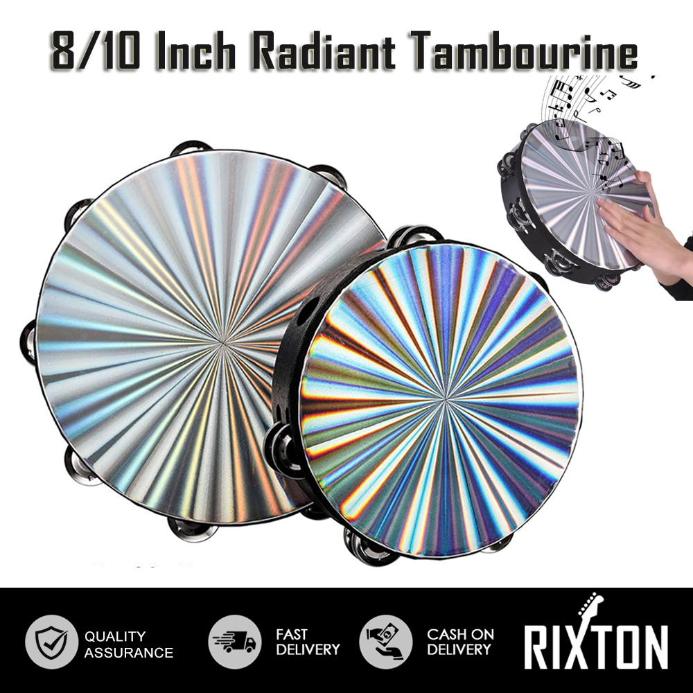 RIXTON 10inch / 8inch Wooden Radiant Tambourine Hand Drum with Double ...