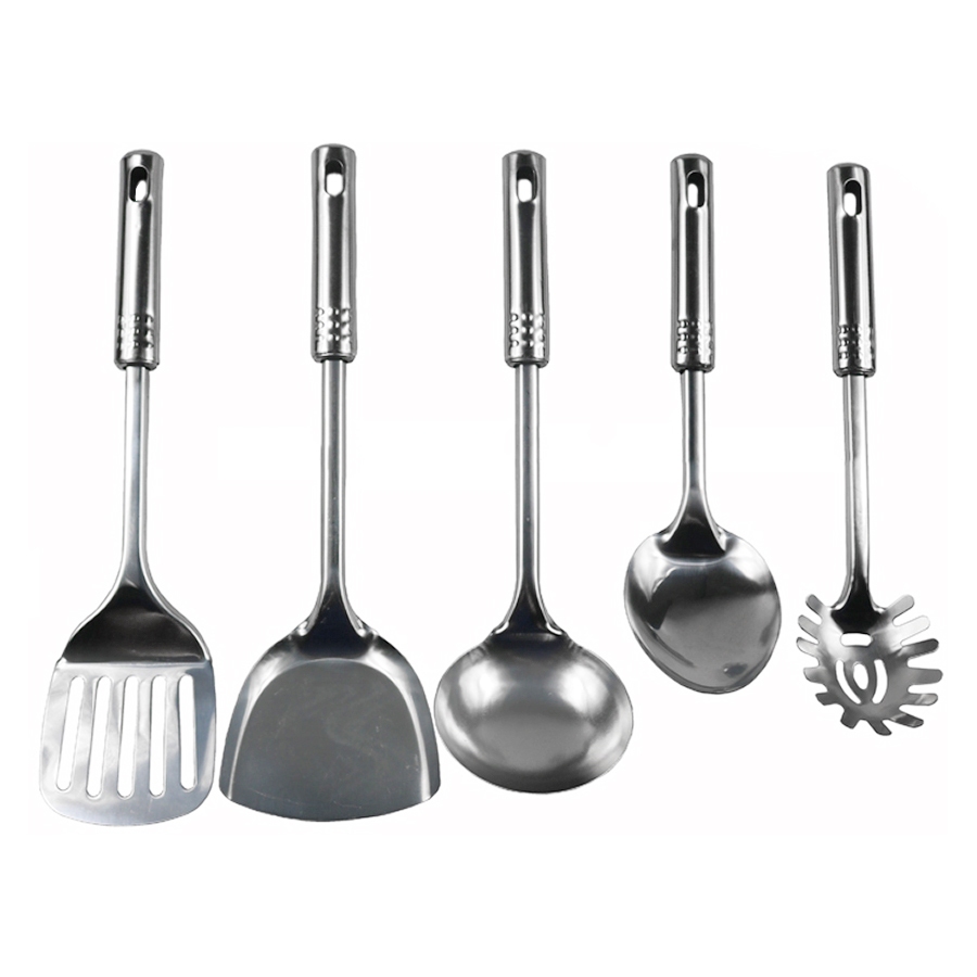 5 PIECE Stainless Steel Kitchen Utensil Set, Nonstick Cookware Cooking ...