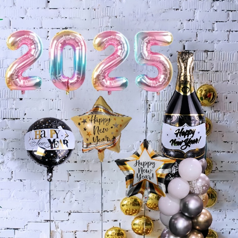 2025 (202?+5) Number Foil Balloon Set Happy New Year Party Decoration ...
