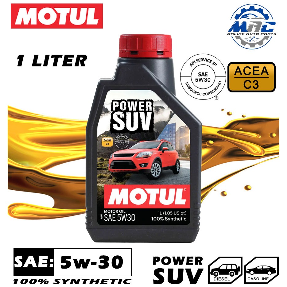 MOTUL POWER SUV 5W-30 1 Liter API SP ACEA C3 100% Synthetic Gasoline ...