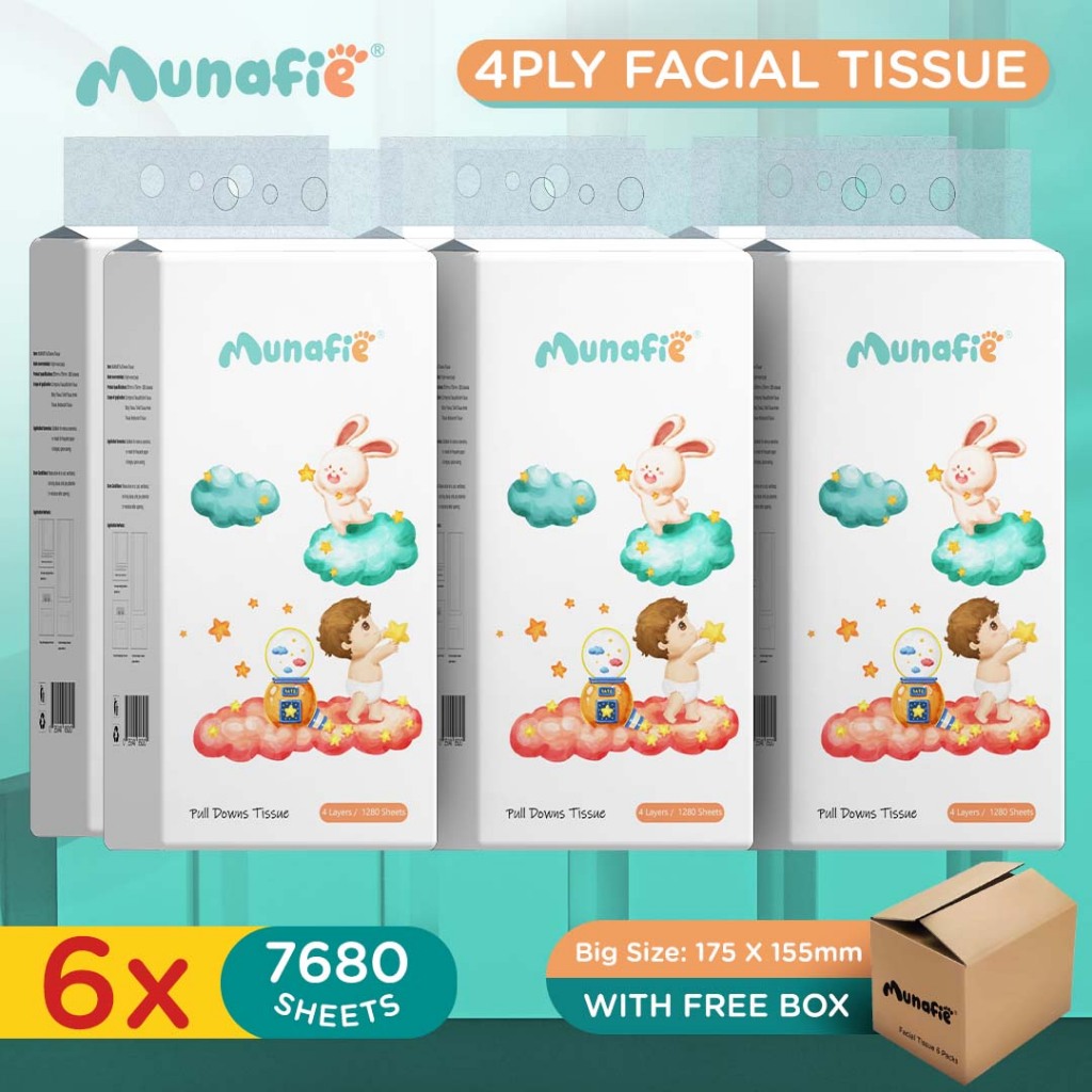 Munafie Pull Down Facial Tissue Paper 4 Ply Large Size Soft & Smooth ...